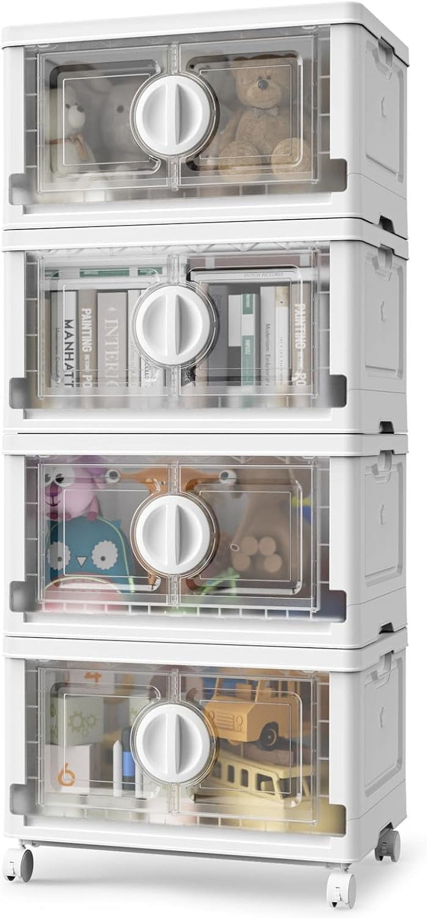 dbuibni V9 112QT Plastic Storage Bins with Lids Stackable Collapsible ...