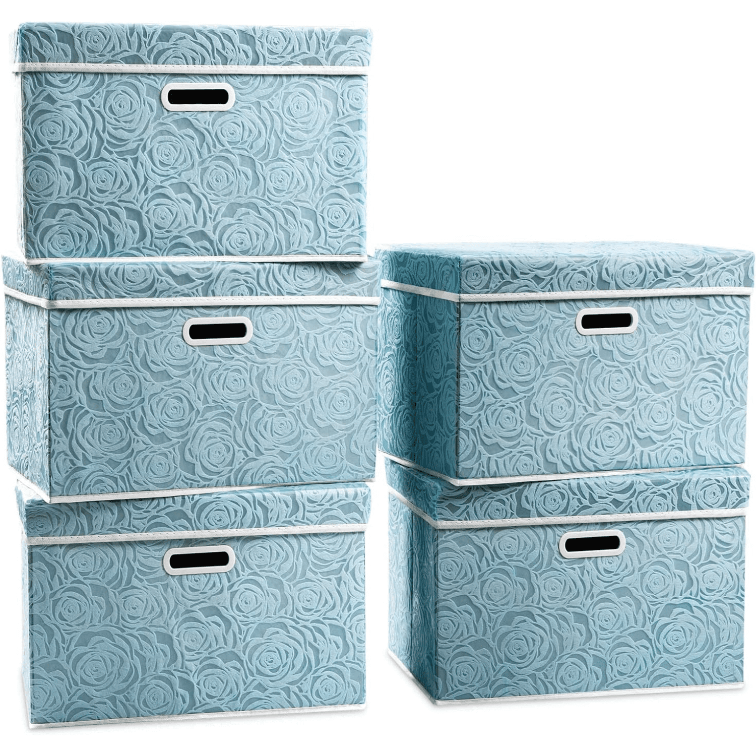 dbuonwo Larger Collapsible Storage Boxes with Lids Fabric Decorative ...