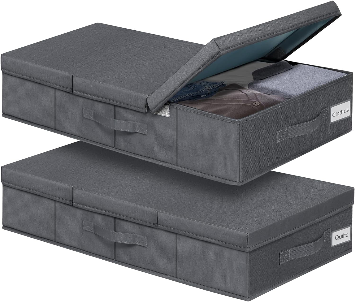 dbuonwo Underbed Storage Containers With Lids Low Profile Under Crib ...