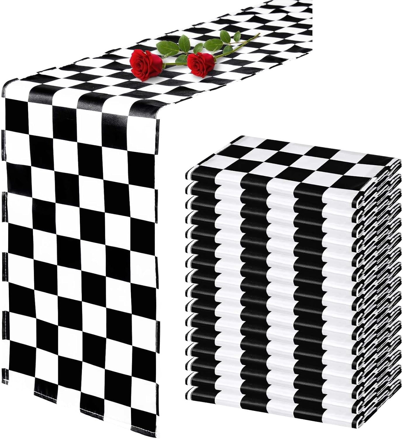dbyuinbi 10 Pack Checkered Table Runner Black and White Checkerboard ...