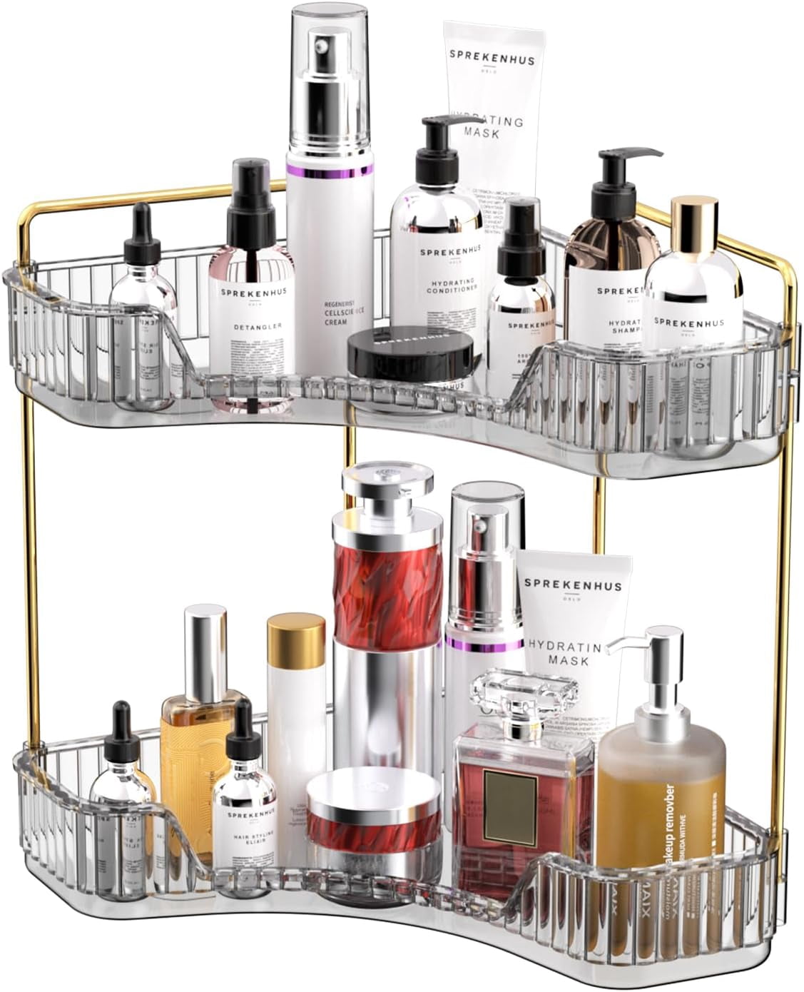dbyuinbi 2 Tier Bathroom Counter Organizer Multi-Function Corner ...