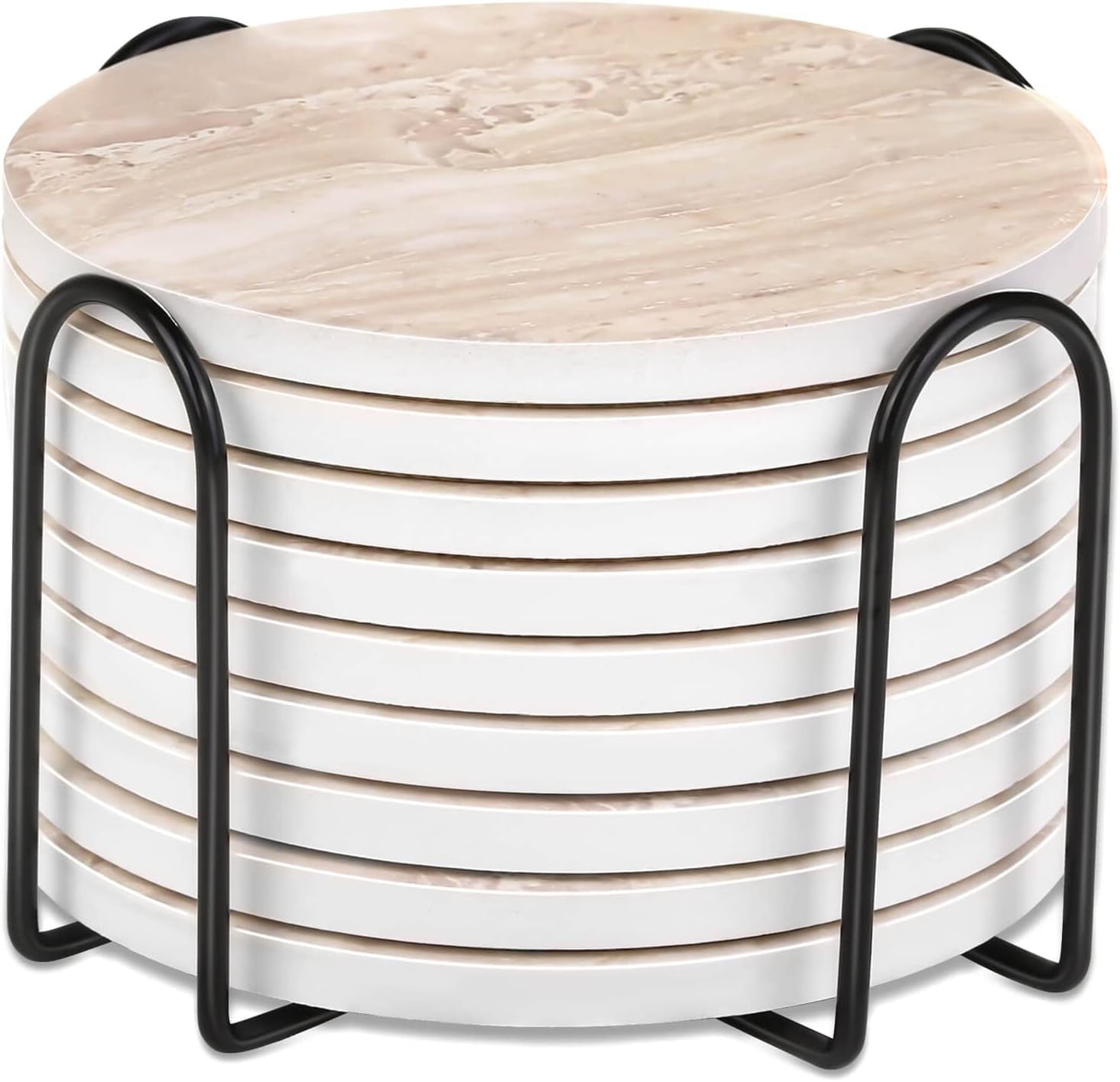 dbyuinbi 9 Pieces Ceramic Drink Coasters with Holder Absorbent Drink ...