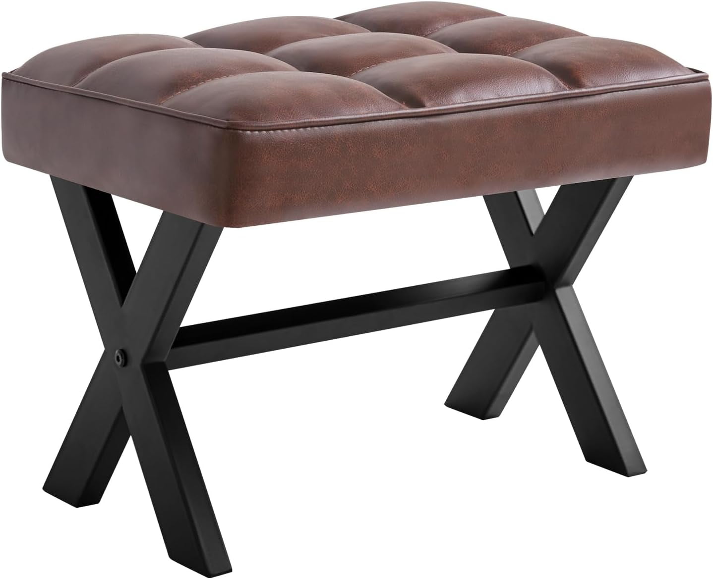 dbyuinbi Small 12" H Footrest Stool Square Linen Foot Stool with Metal ...