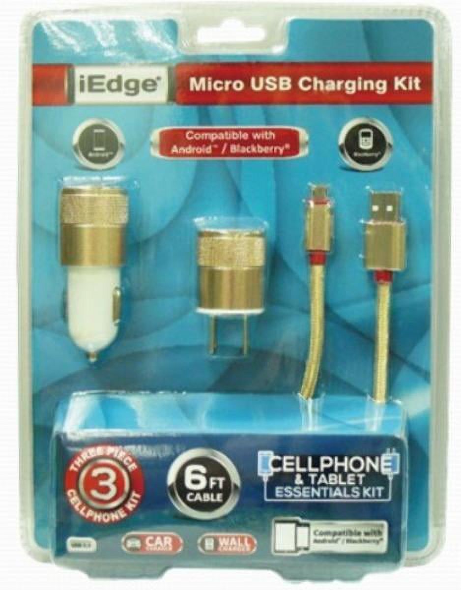 ddi 2266654 3 in 1 micro charging kit with 6ft braided cable + 1 port ...