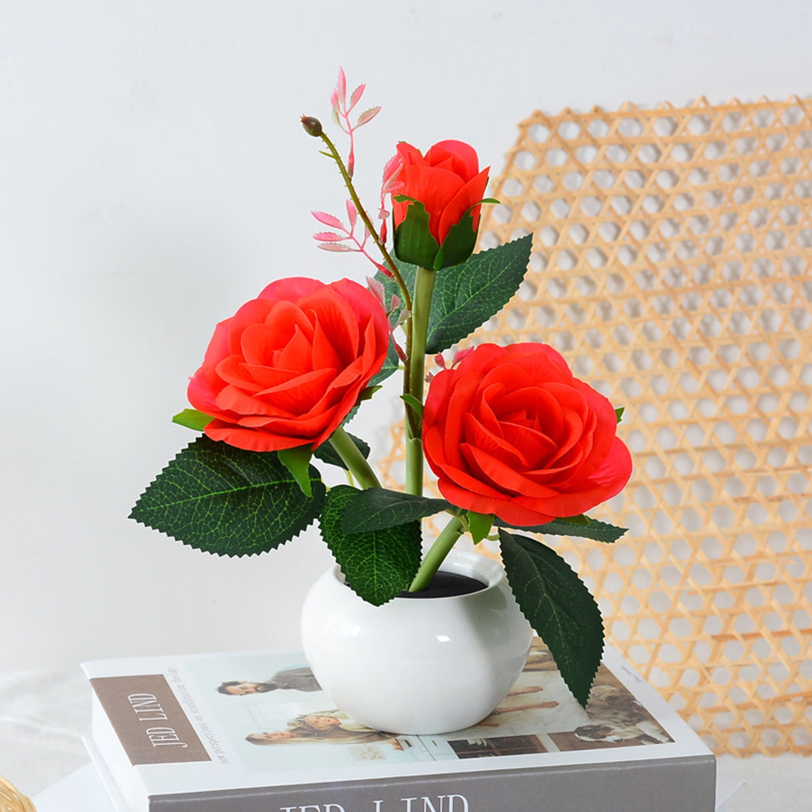 ddioayh Artificial Rose LED Table Lamp Decorative Night Light For ...