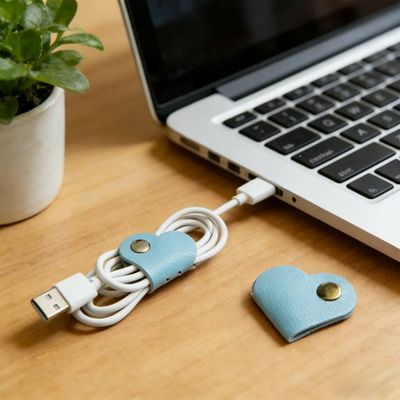 ddioayh Cable Organizer Heart-Shaped Leather with Snap Closure for ...