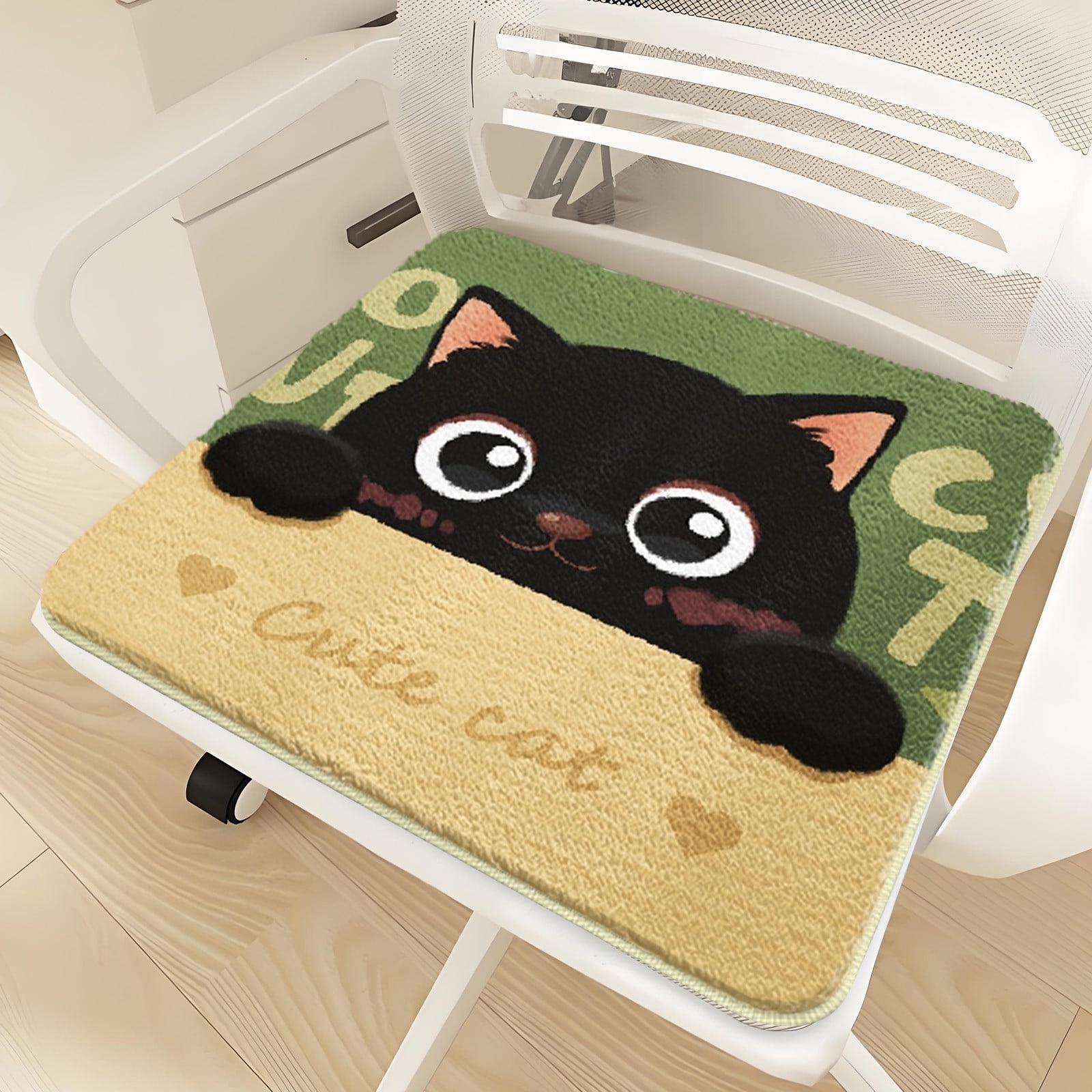 ddioayh Chair Cushion Winter Plush Seat Pad with Cat Pattern Non-Slip ...