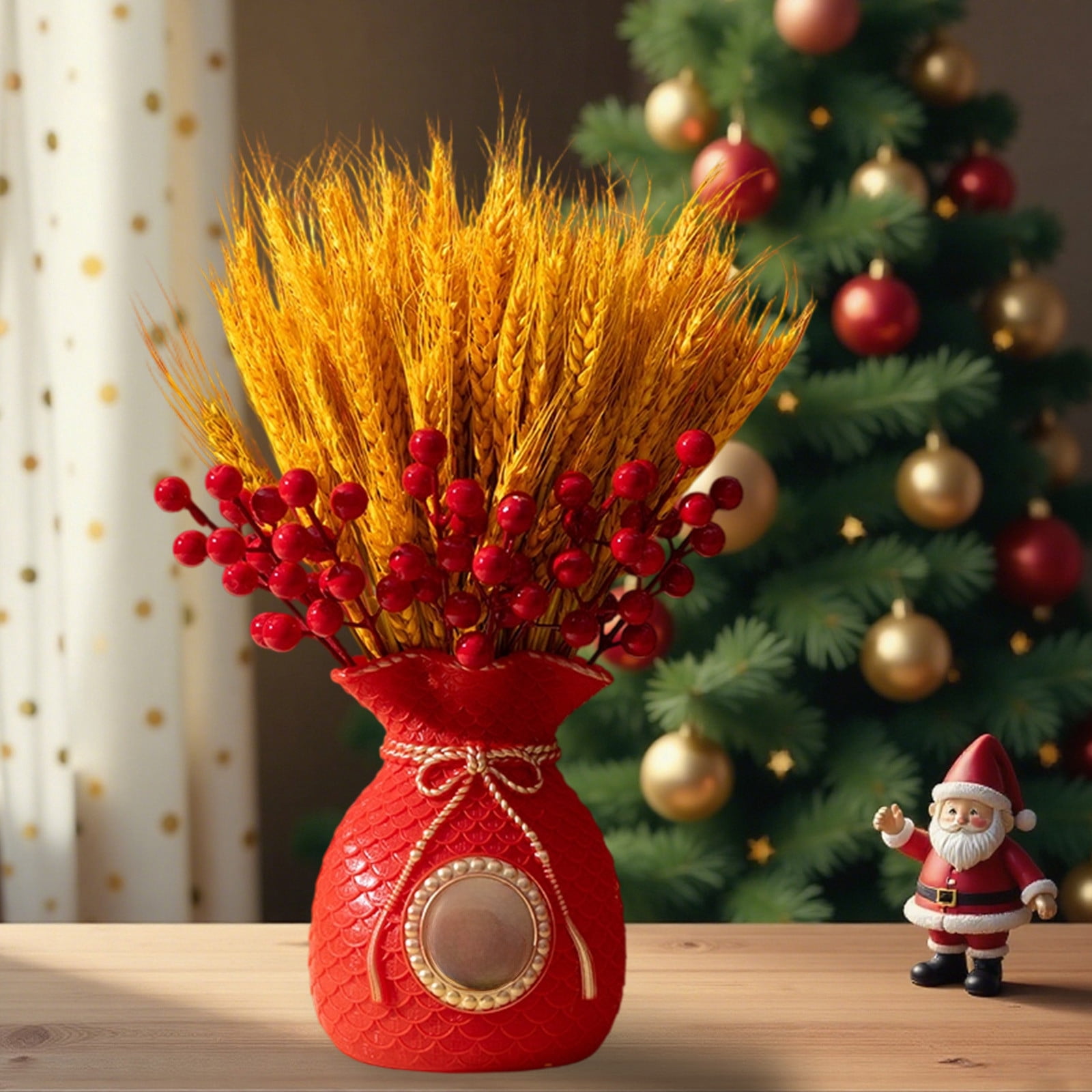ddioayh Christmas Artificial Berry Barley Ears Plant Ornaments Plastic ...