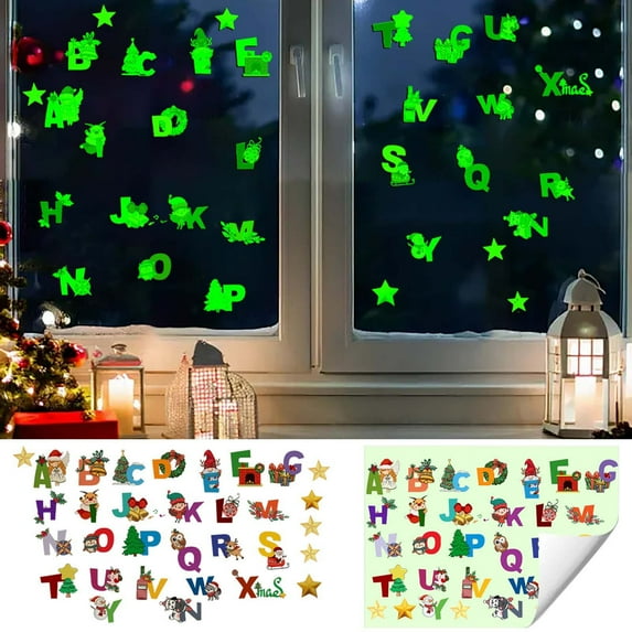 ddioayh Christmas Luminous Wall Stickers No-Glue Removable PVC Decals ...