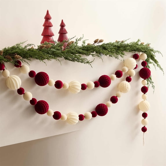 ddioayh Christmas Ornaments 5.5ft Flocked Burgundy Christmas Ball ...