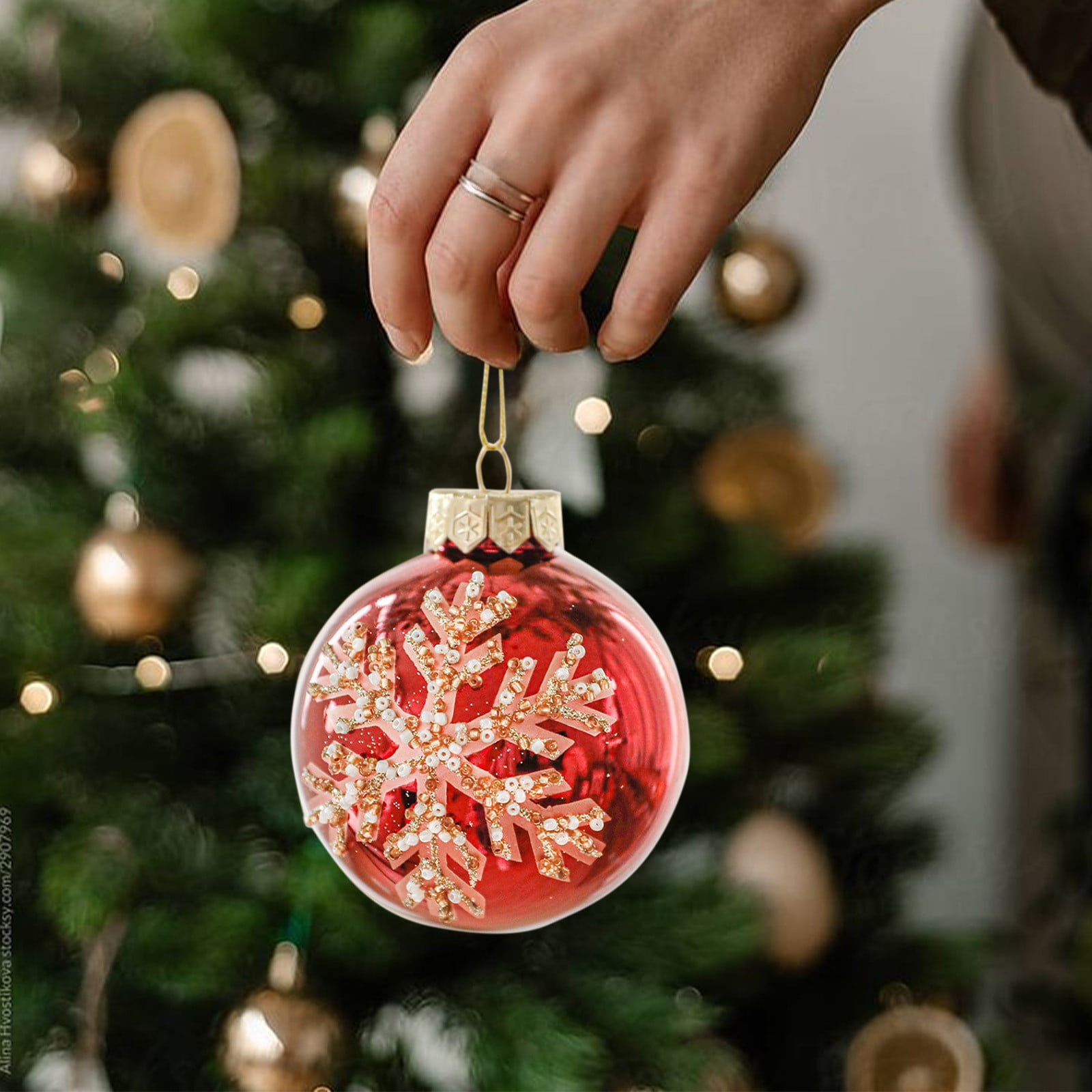 ddioayh Christmas Tree Decoration Hanging Ornament - 8CM Light Up Red ...