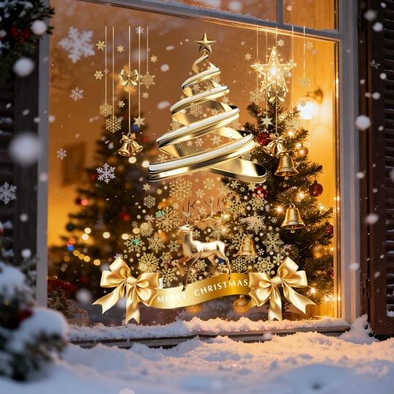 ddioayh Christmas Window Stickers Easy to Apply and Remove No Residue ...