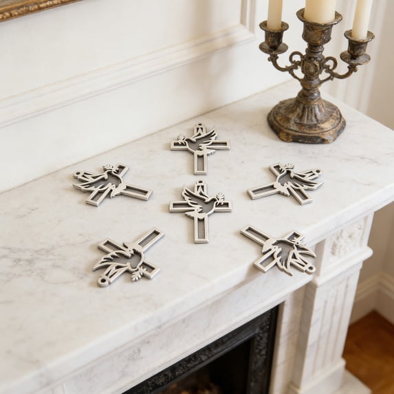 ddioayh DIY Cross Pendant Stainless Steel Hollow Shape with Bird ...