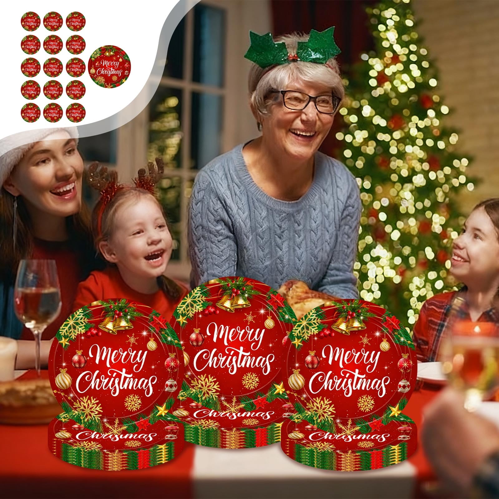 ddioayh Disposable Christmas Theme Party Tableware Set with 7-Inch and ...