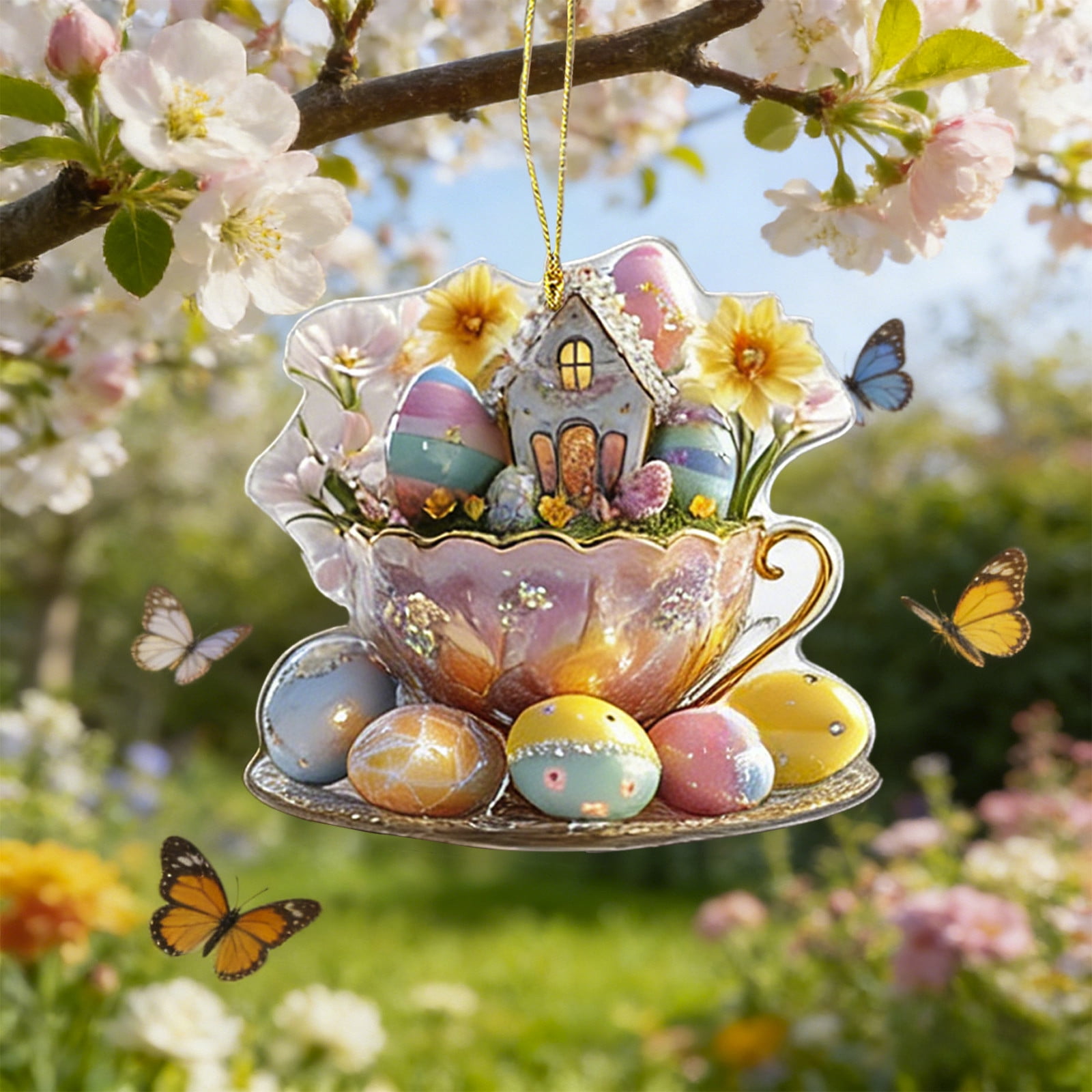 ddioayh Easter Bunny and Egg Hanging Ornaments 2D Flat Acrylic ...