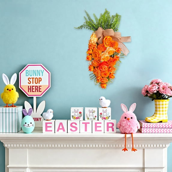 ddioayh Easter Door Wreath Plastic Realistic Sunflower Carrot Shape ...