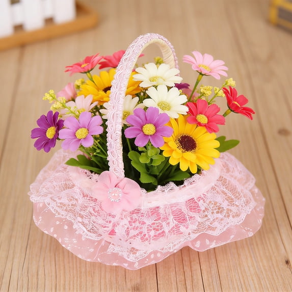 ddioayh Handheld Basket Woven Design with Candy Flower for ...
