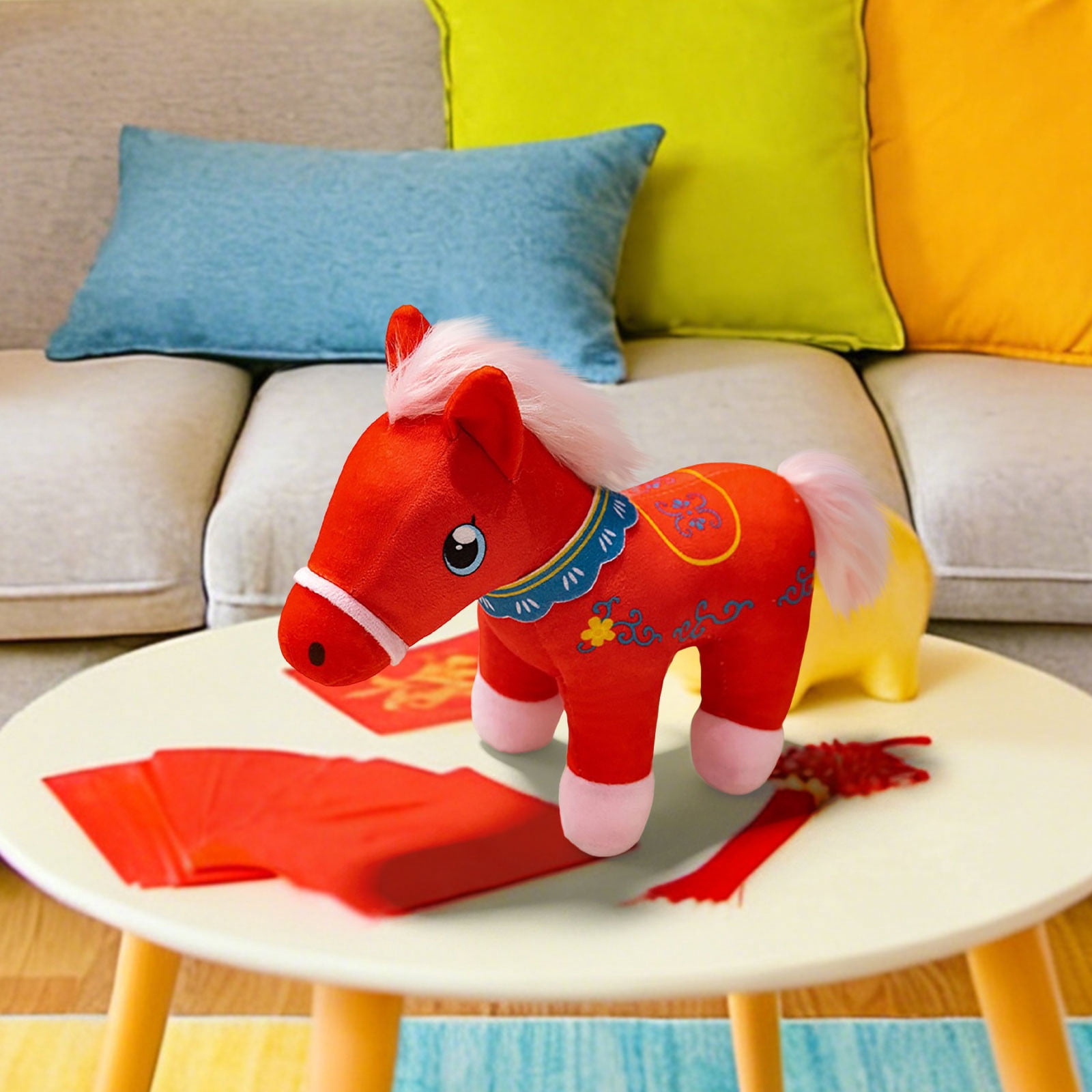 ddioayh Plush Horse Doll with Auspicious Meaning Soft and Cute Design ...