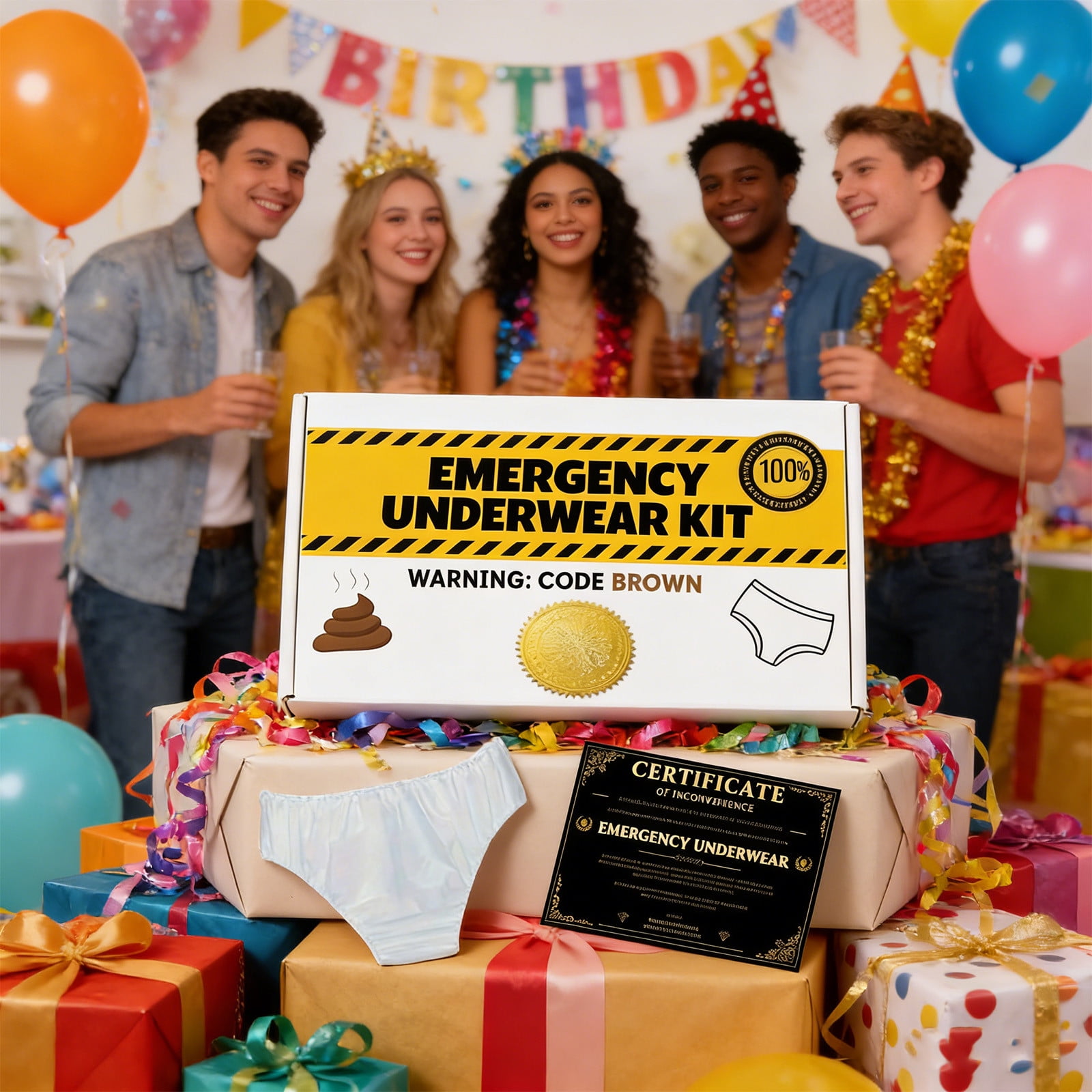 ddioayh Prank Gift Emergency Underwear Set With Proof Of Inconvenience ...