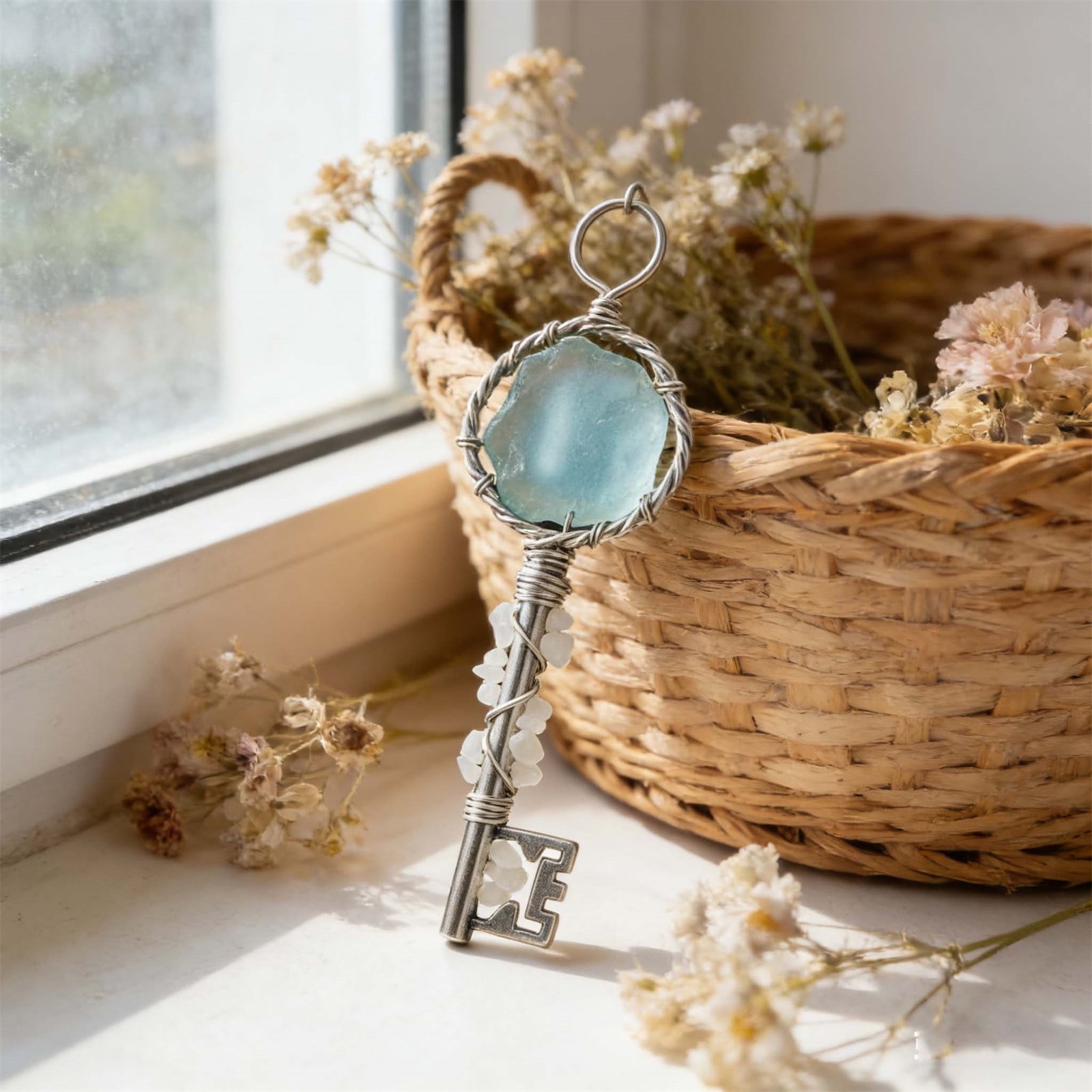 ddioayh Sea Glass Key Decoration for Sweet Home Symbolizing Family and ...