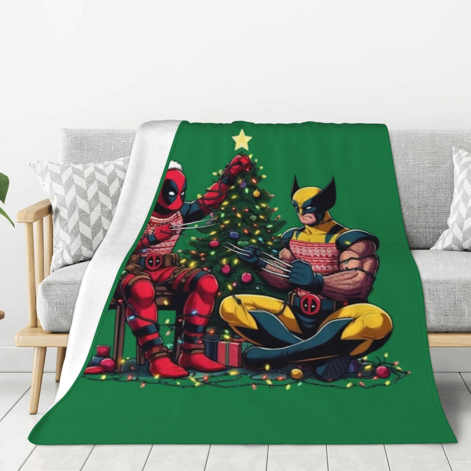 deadpool and wolverine christmas Fleece Blanket for Couch,Super Soft ...