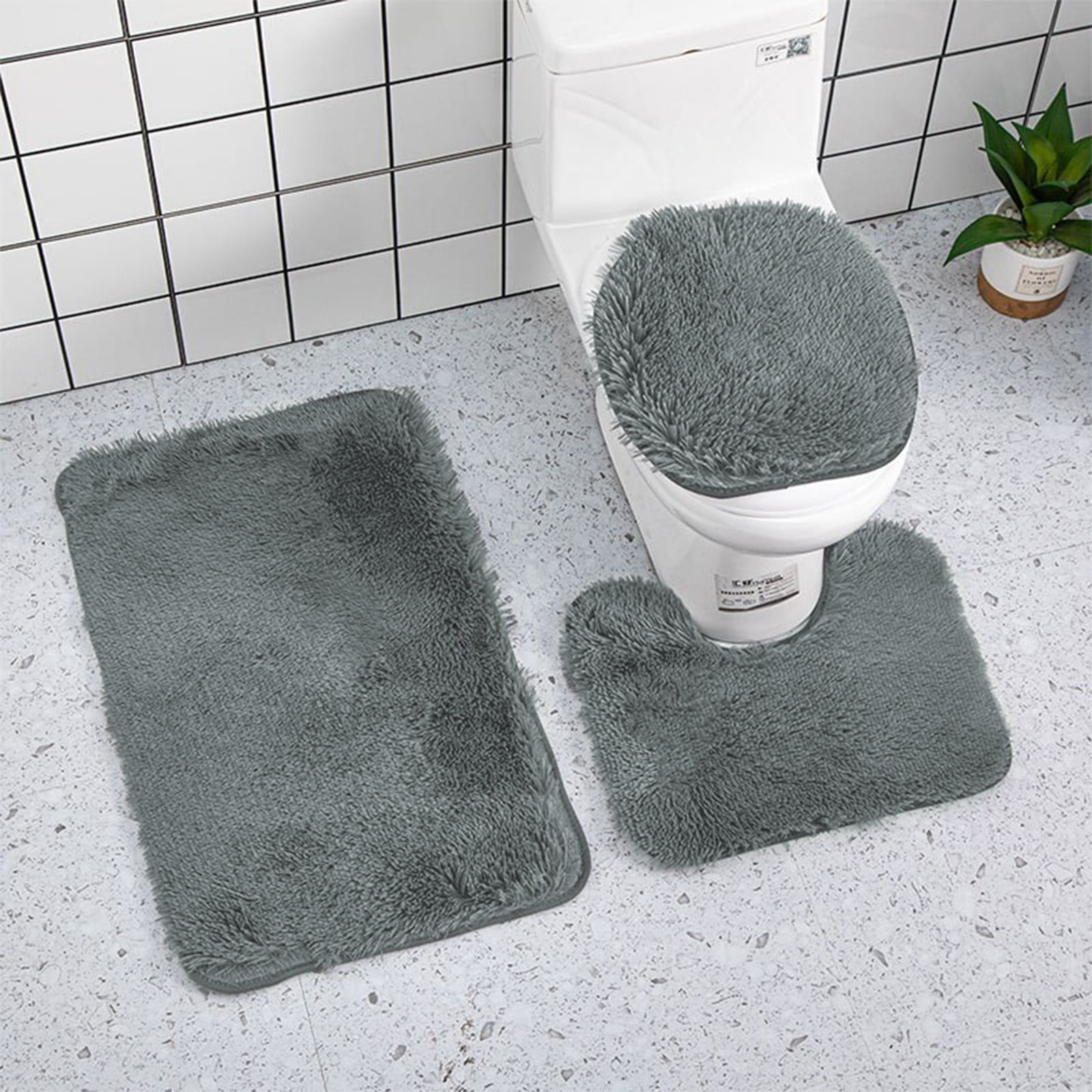 deals of the day Clearance 3 Piece Microfiber Bath Rugs Set with Toilet Lid Cover Soft Absorbent ...