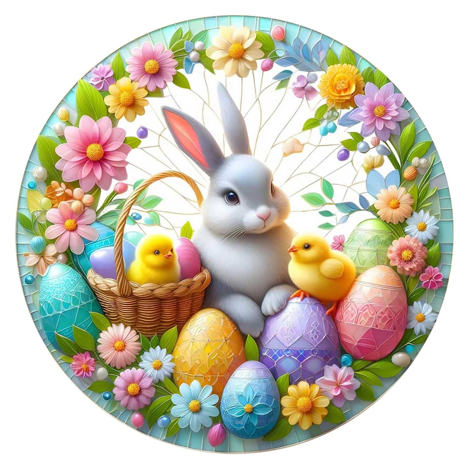 Easter Bunny Stained Glass Round Suncatcher - Walmart.com