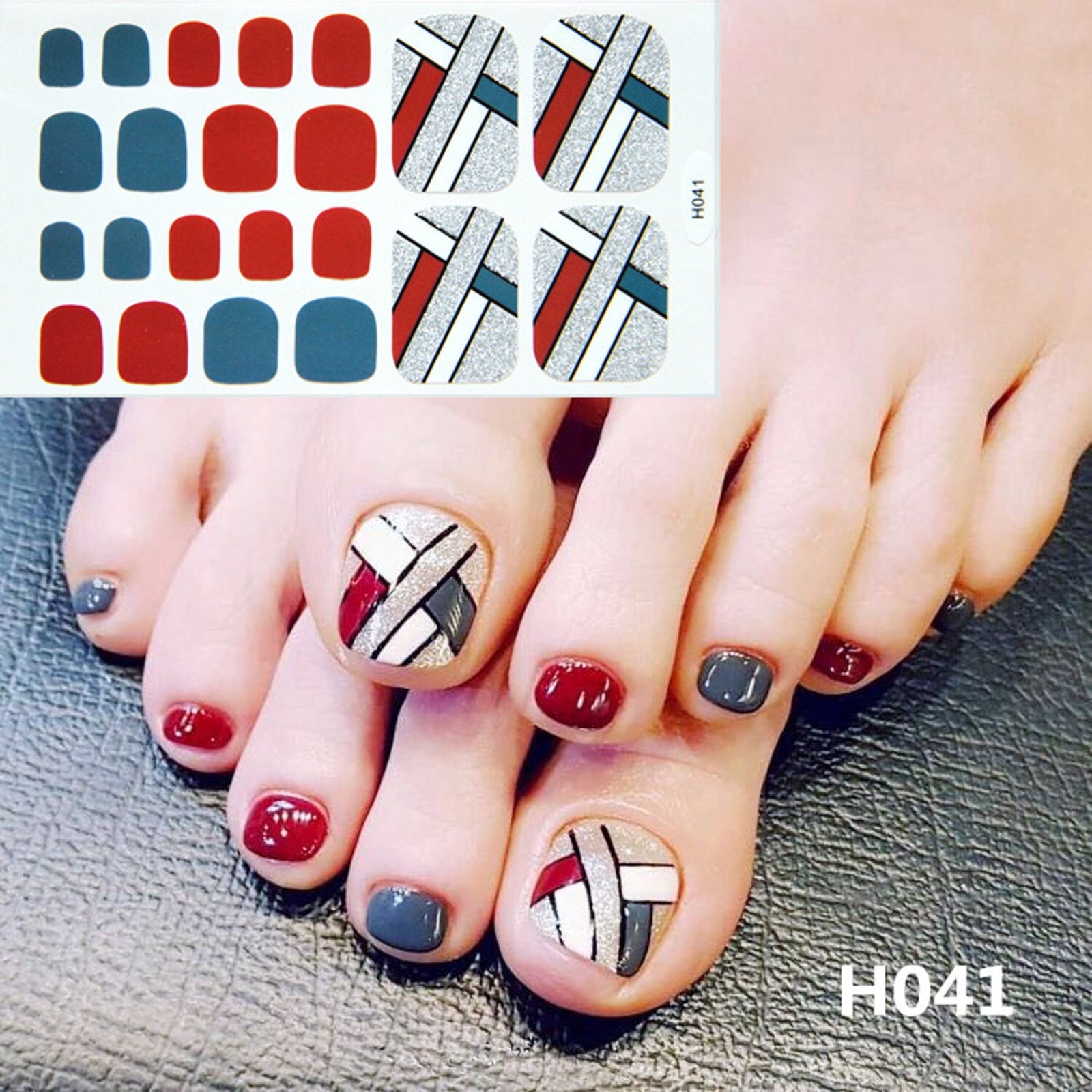 deals！sdjma 22 sheets foot nail wraps sticker full wraps toenail polish ...