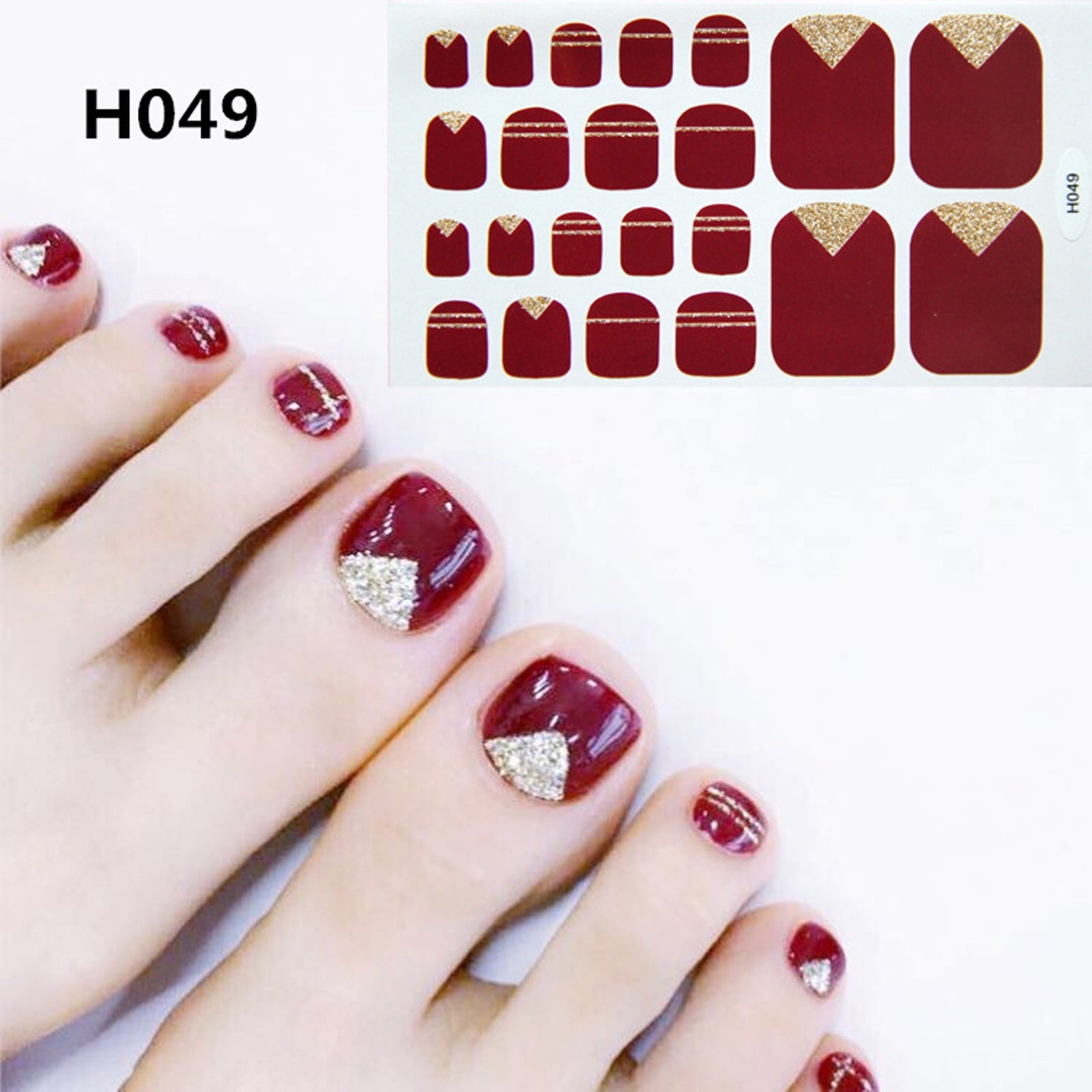 deals！sdjma 22 sheets foot nail wraps sticker full wraps toenail polish ...