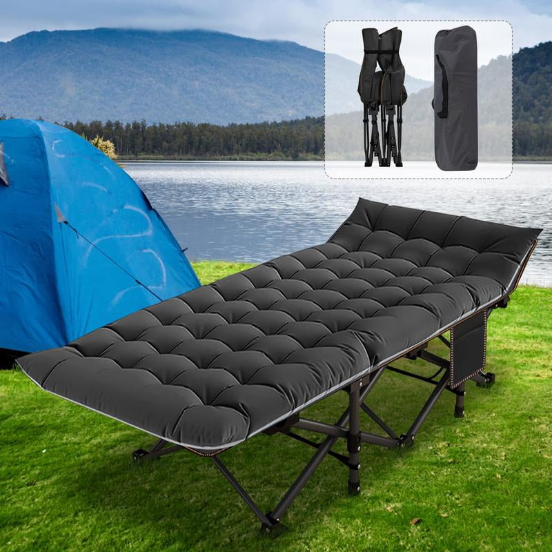 XL Camping Cot with Thick Pad,Oversized Cots portable Bed Folding Cot ...