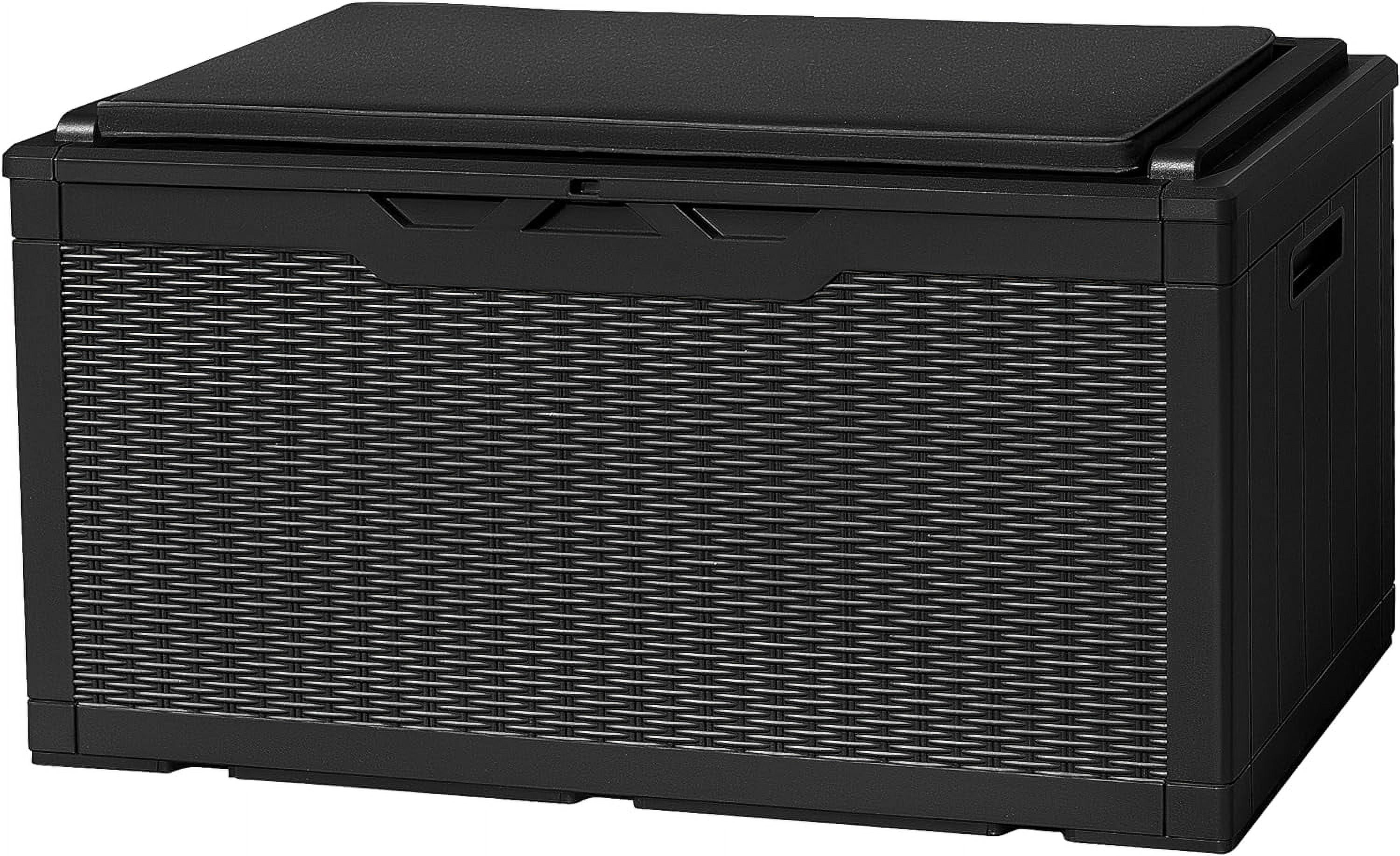 Deck Box with Cushion 100 Gallon Waterproof Resin Storage Box with Air ...