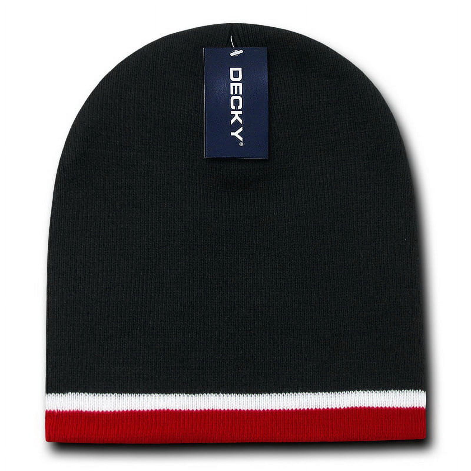 Double Striped Beanie, Blk/Wht/Red - Walmart.com