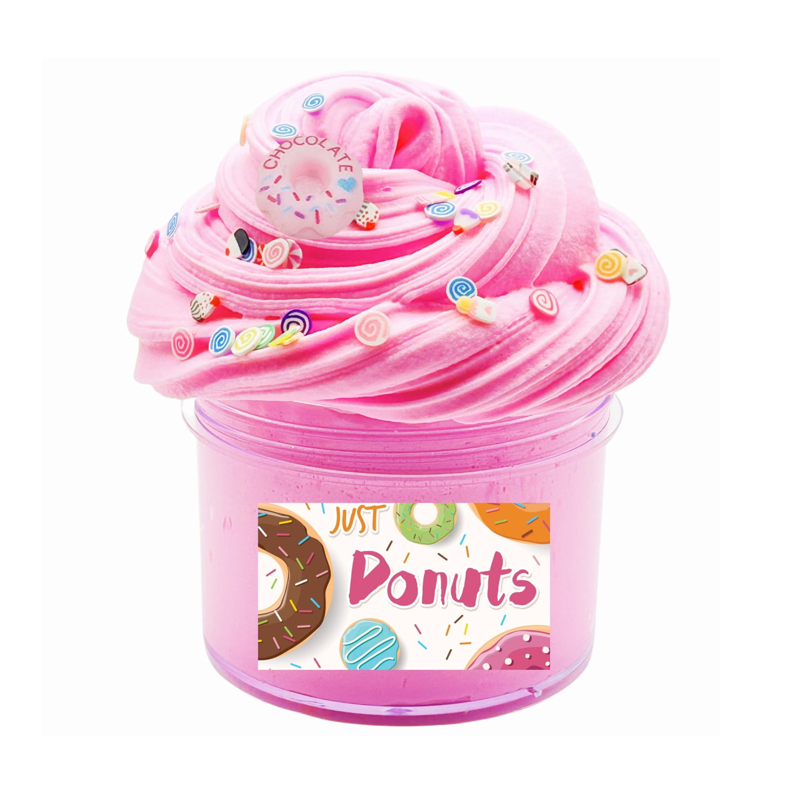decompression mud,Fluffy Pink Donut Scented Slime for Kids and Adults ...