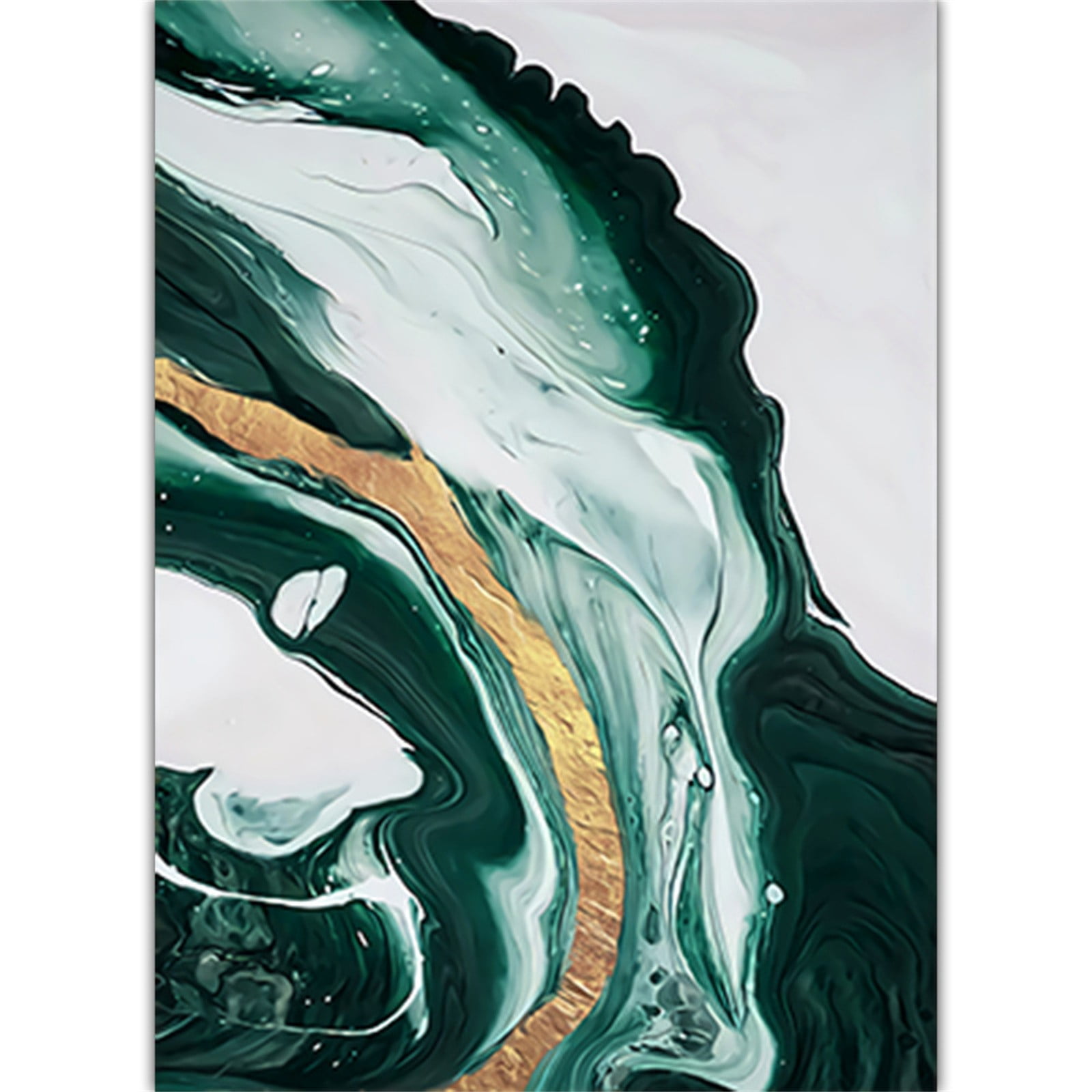 decor hanging,Modern Abstract Dark Green Gold Foil Lines Canvas Art ...