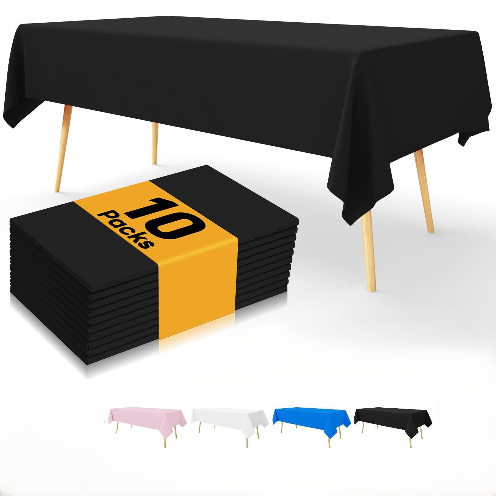 decorUhome 10 Pack Plastic Table Cloth for Rectangle Tables, Black ...