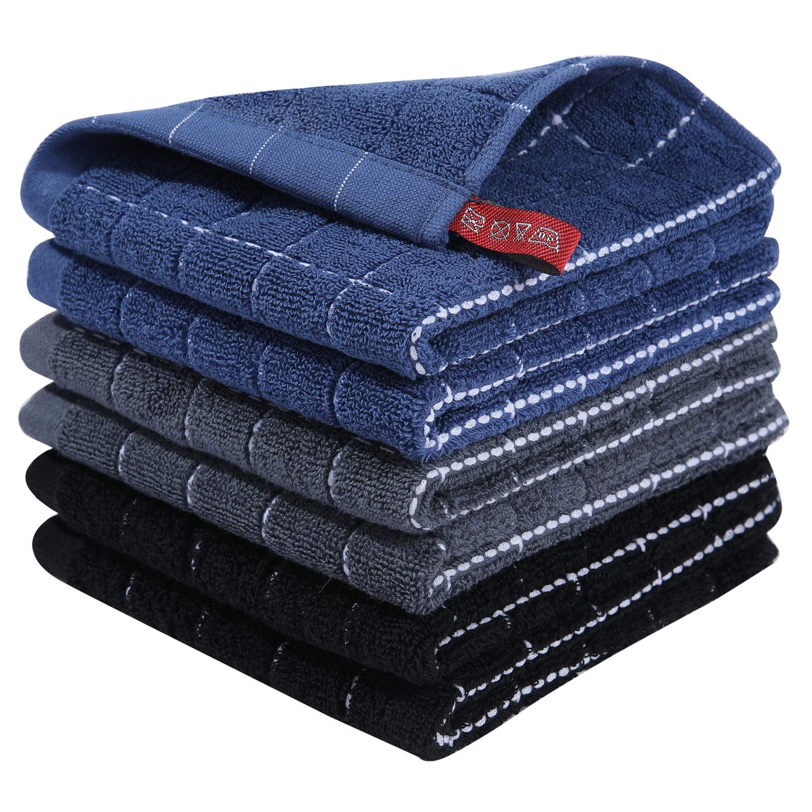 decorUhome 100% Cotton Terry Kitchen Dish Cloths, Ultra Soft and ...