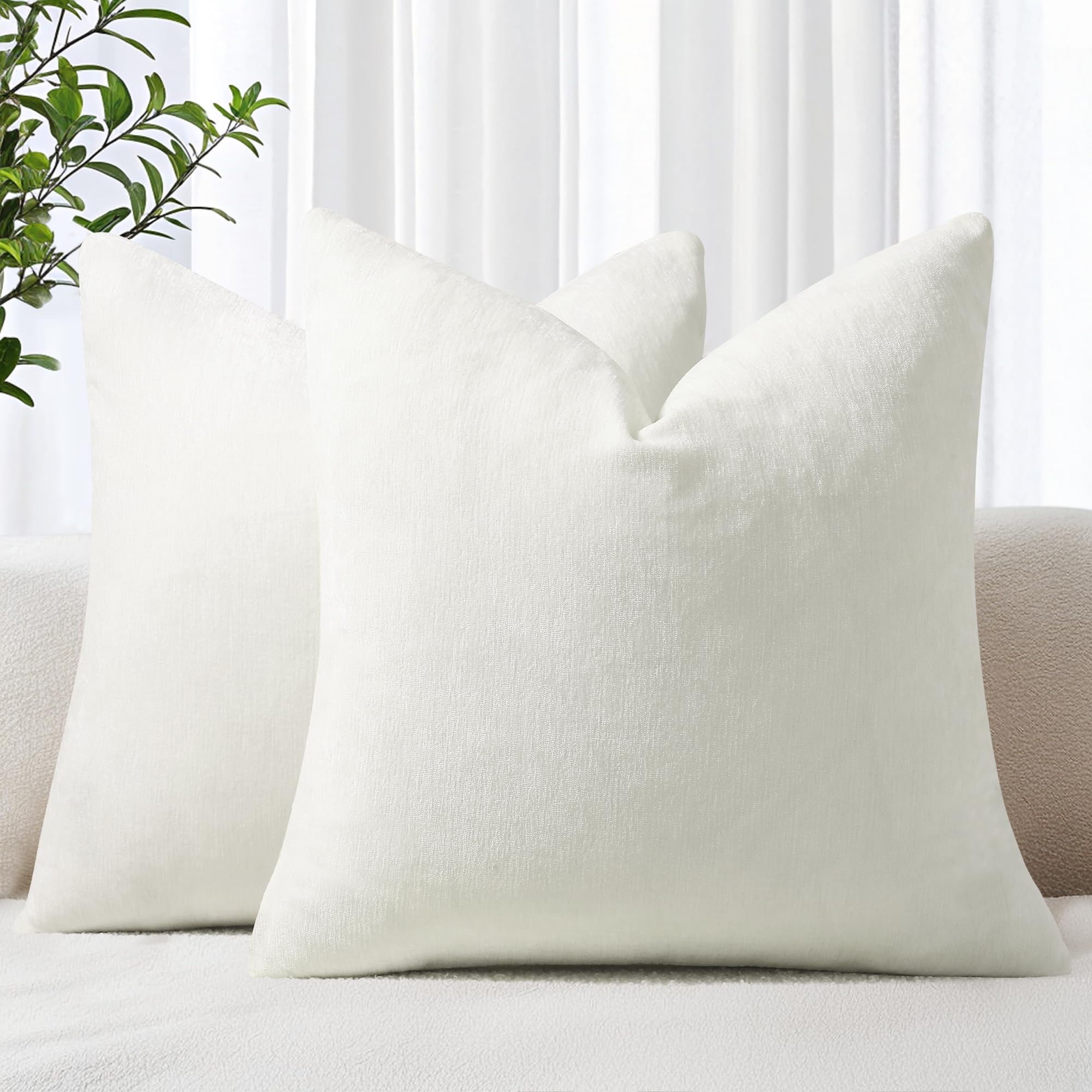 decorUhome 20x20 Set of 2 Throw Pillow Covers, Decorative Soft Chenille ...