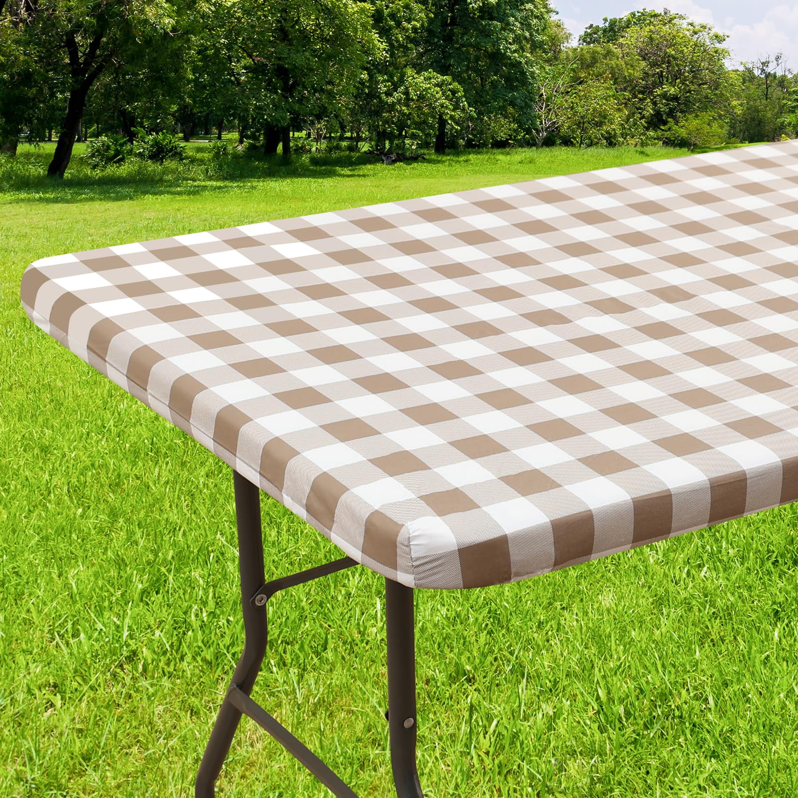 decorUhome Fitted Checkered Tablecloth, Vinyl Rectangular Table Cloth ...