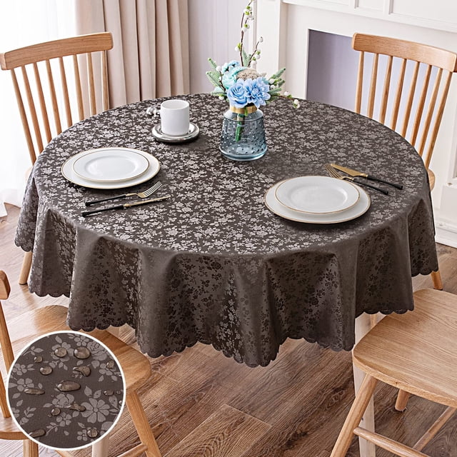 decorUhome Heavy Duty Vinyl Tablecloth, Waterproof Round Table Cloth ...