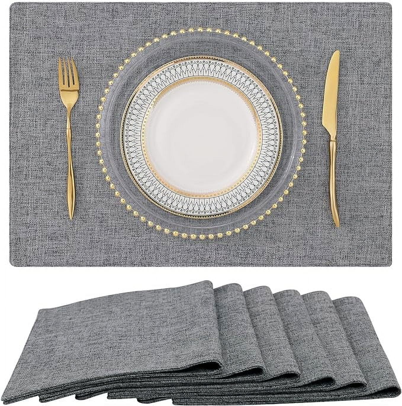 decorUhome Placemats Set of 6 - Cotton Linen Blend Washable Heat ...