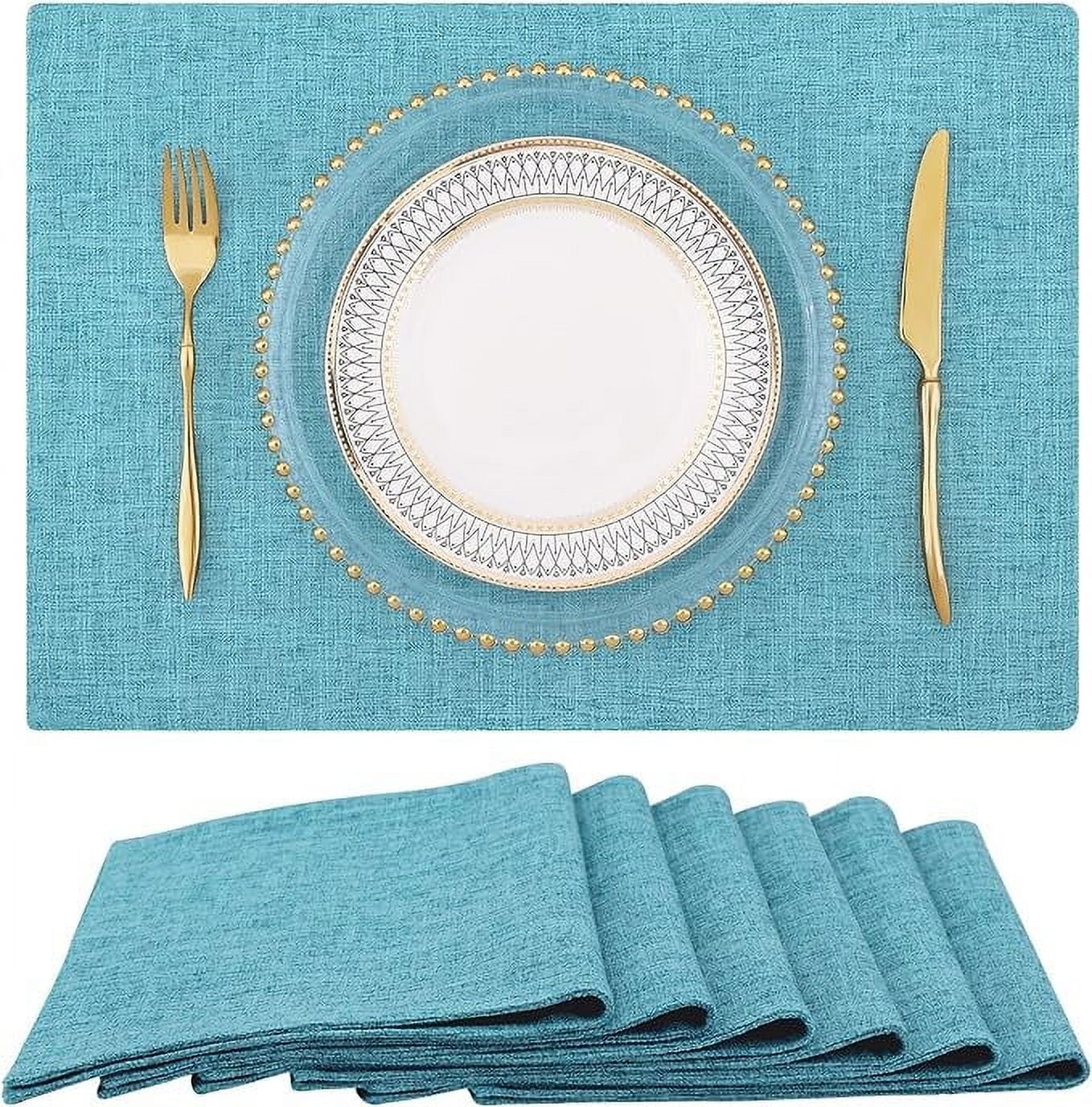 decorUhome Placemats Set of 6 - Cotton Linen Blend Washable Heat ...