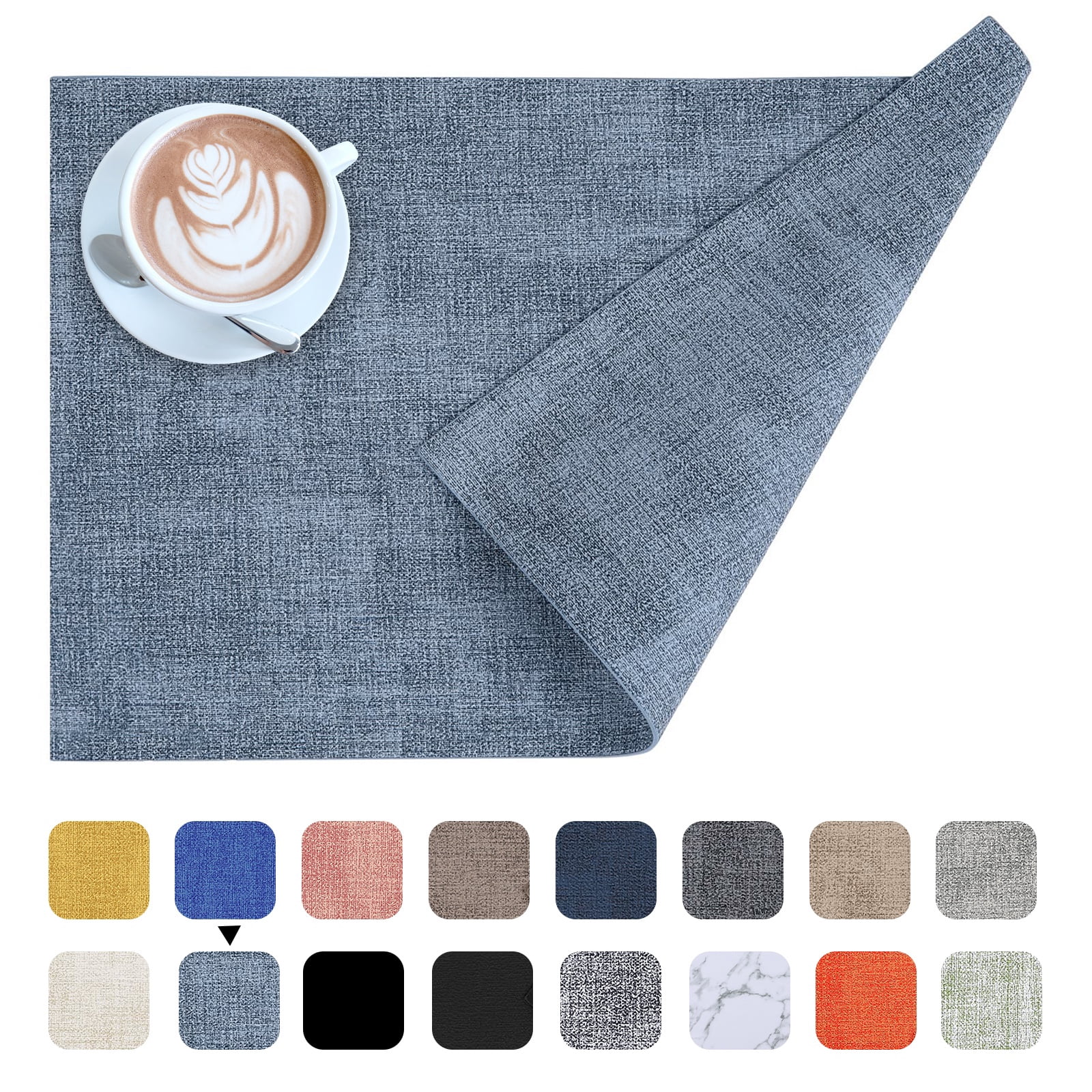 "decorUhome Thick Waterproof Placemats Set of 6, PU Faux Leather Table ...