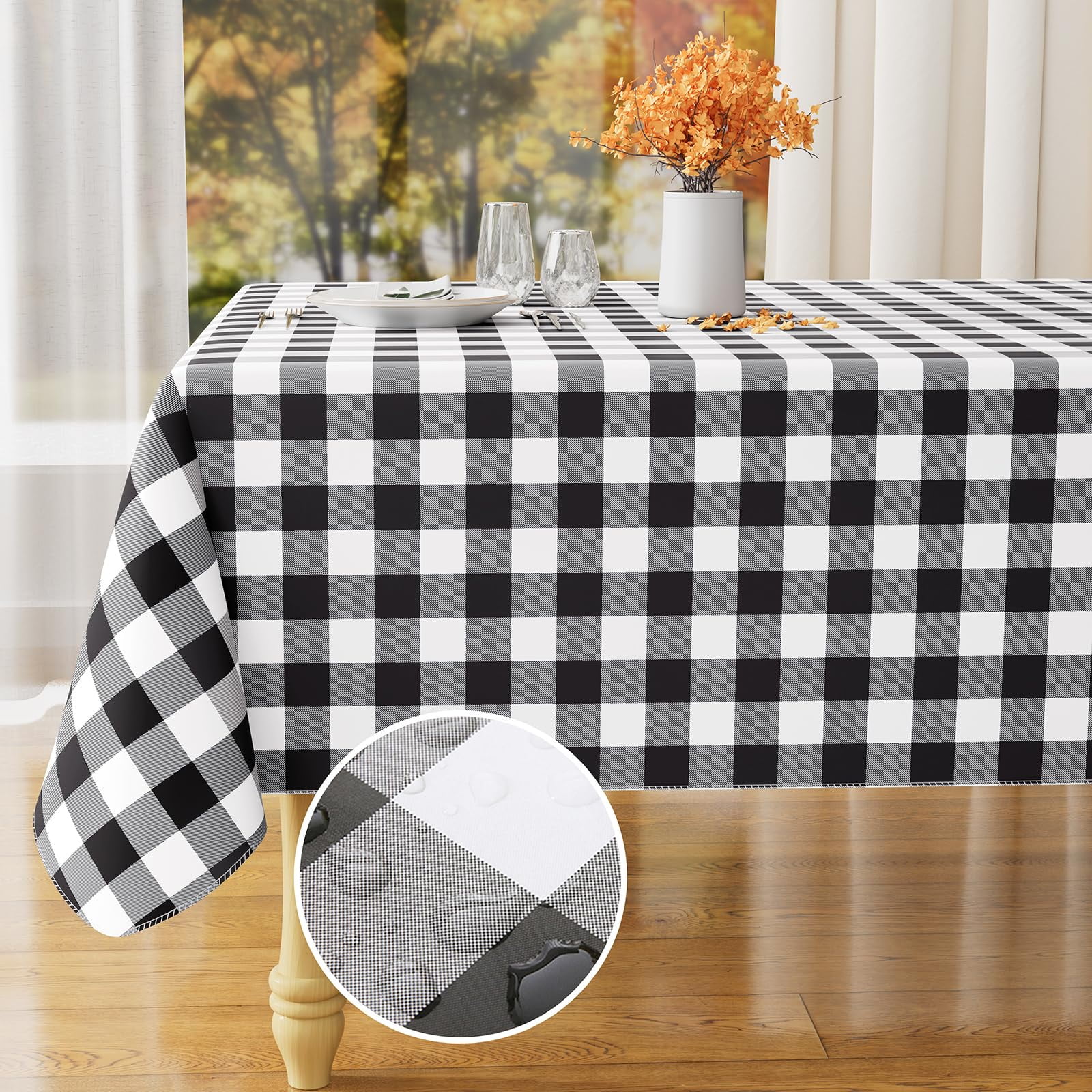 "decorUhome Vinyl Plaid Tablecloth, Waterproof, Flannel Backed ...