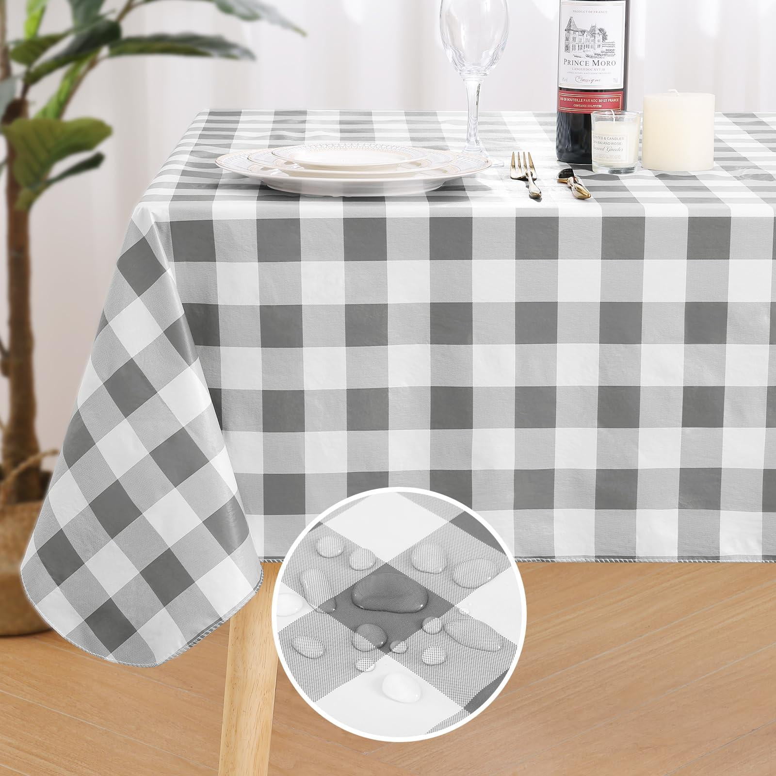 decorUhome Rectangle Tablecloth, Waterproof Vinyl Flannel Backed Table ...