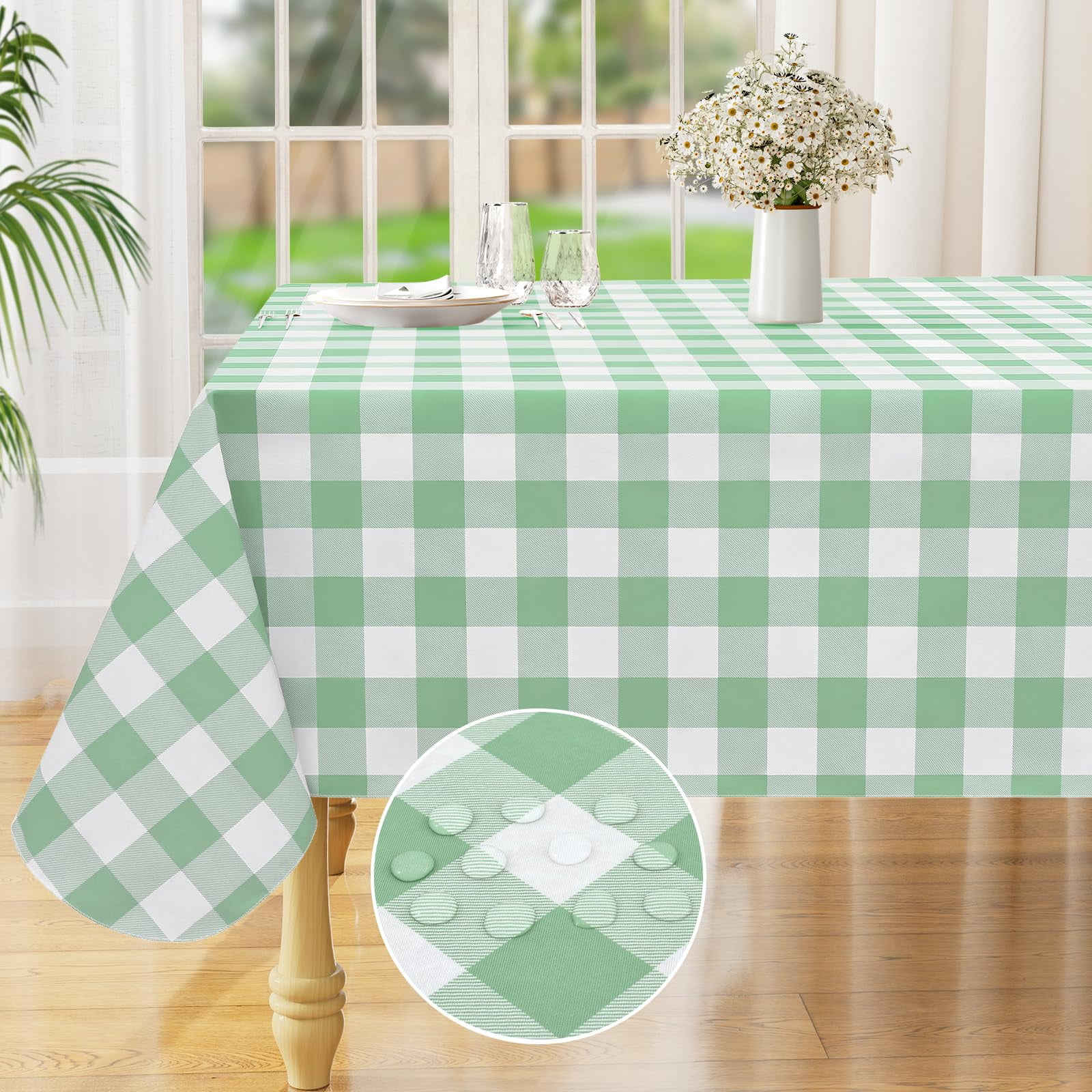 decorUhome Rectangle Tablecloth, Waterproof Vinyl Flannel Backed Table ...