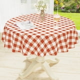 decorUhome Round Tablecloth, Waterproof Vinyl Buffalo Wipeable Plastic ...