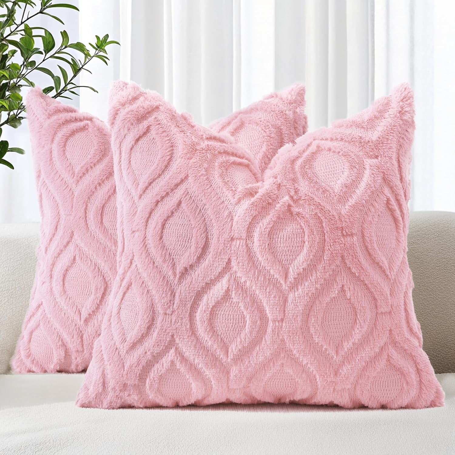 decorUhome Throw Pillow Covers 18x18 Inch Set of 2, Soft Plush ...