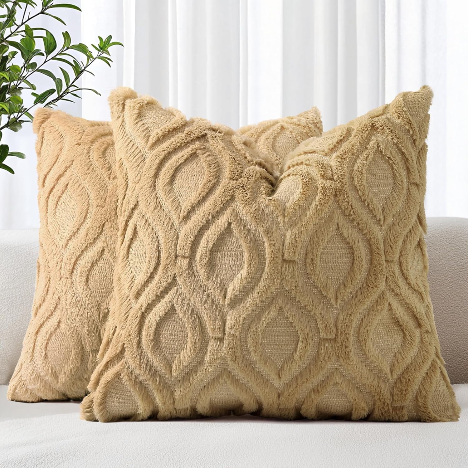 decorUhome Throw Pillow Covers 20x20 Inch Set of 2, Soft Plush ...