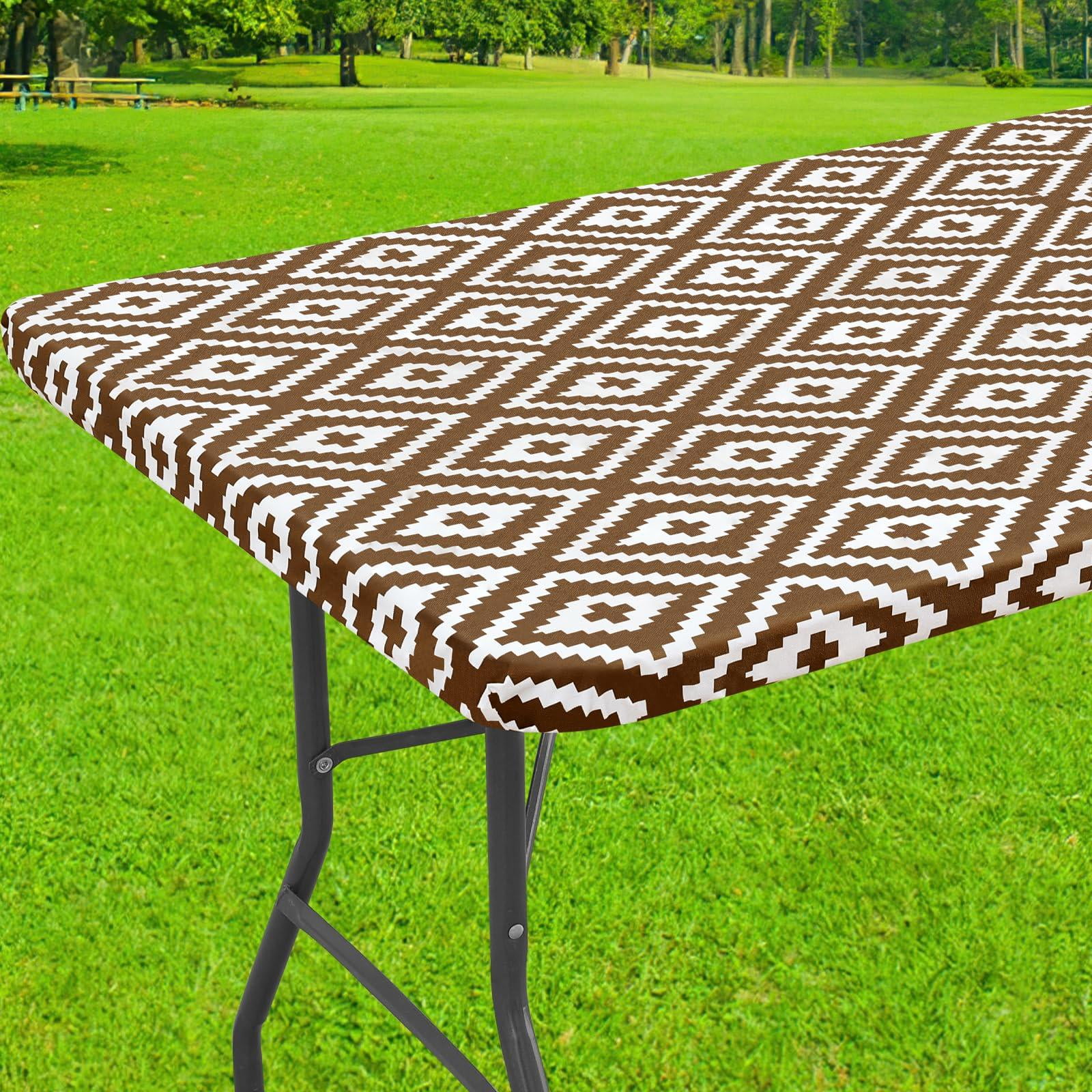 decorUhome Vinyl Tablecloth for Rectangular Tables, Waterproof Fitted ...