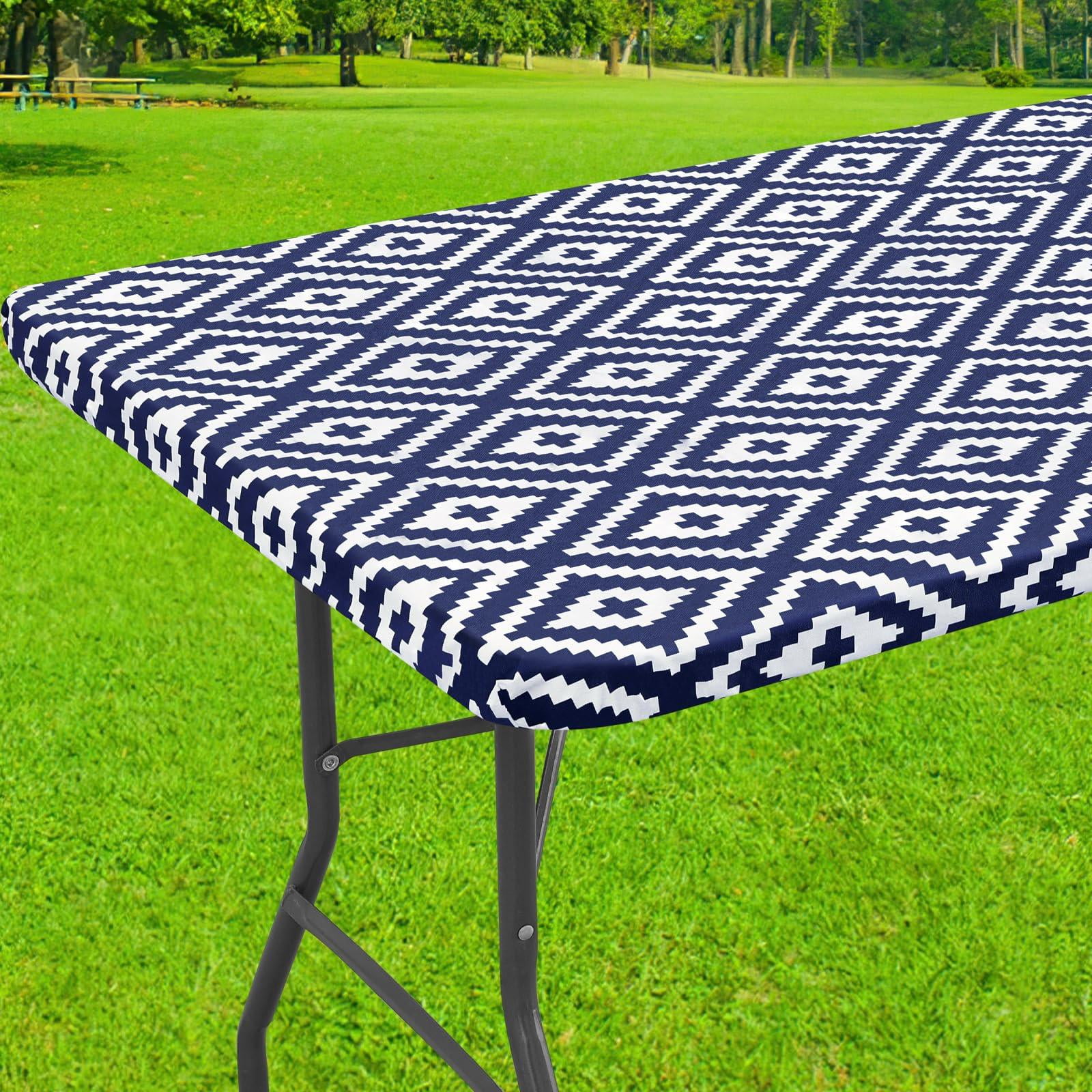 decorUhome Vinyl Tablecloth for Rectangular Tables, Waterproof Fitted ...